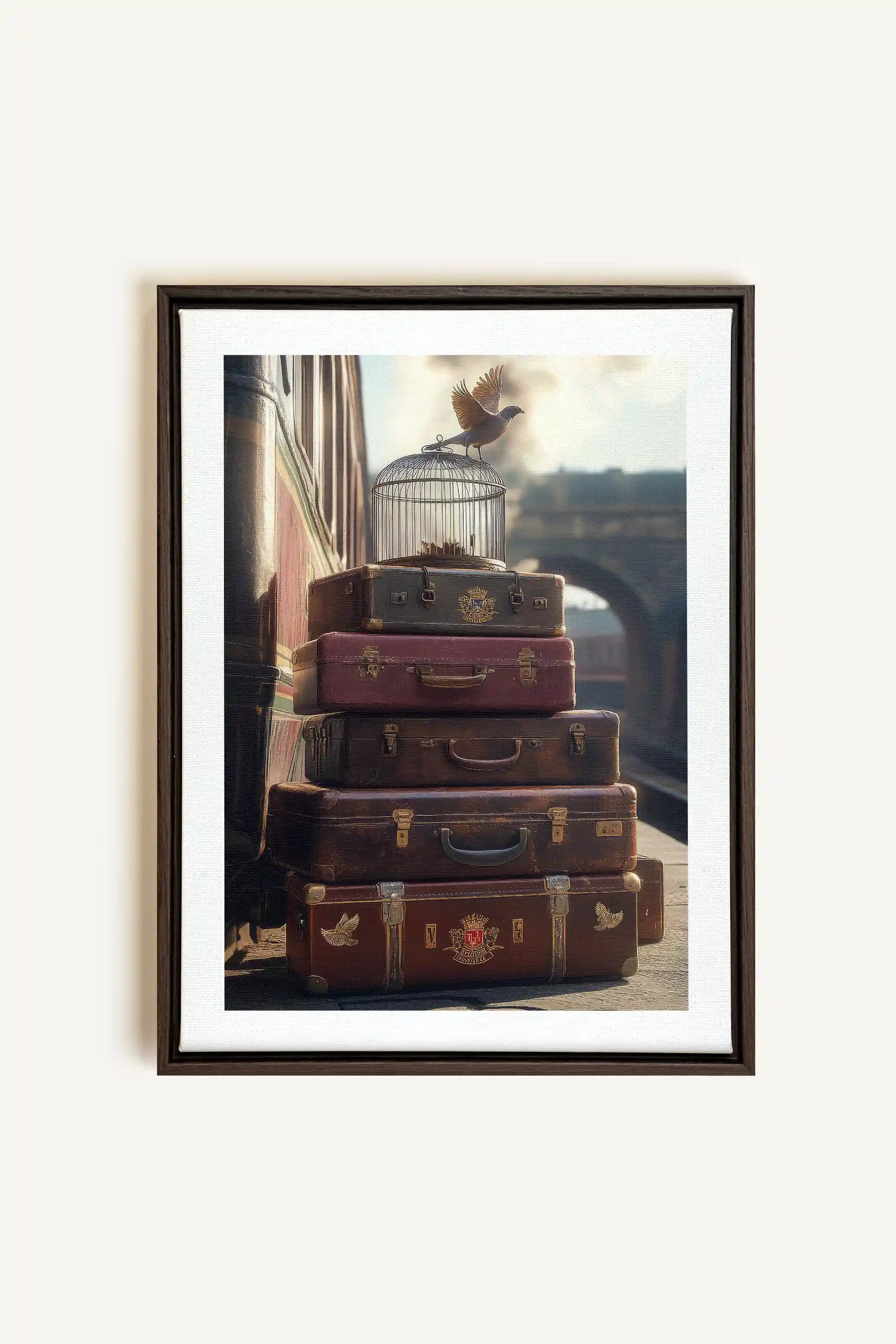 SECRET JOURNEY, Oeuvre sur toile étirée, encadré Brun Noyer – Oleka Canvas