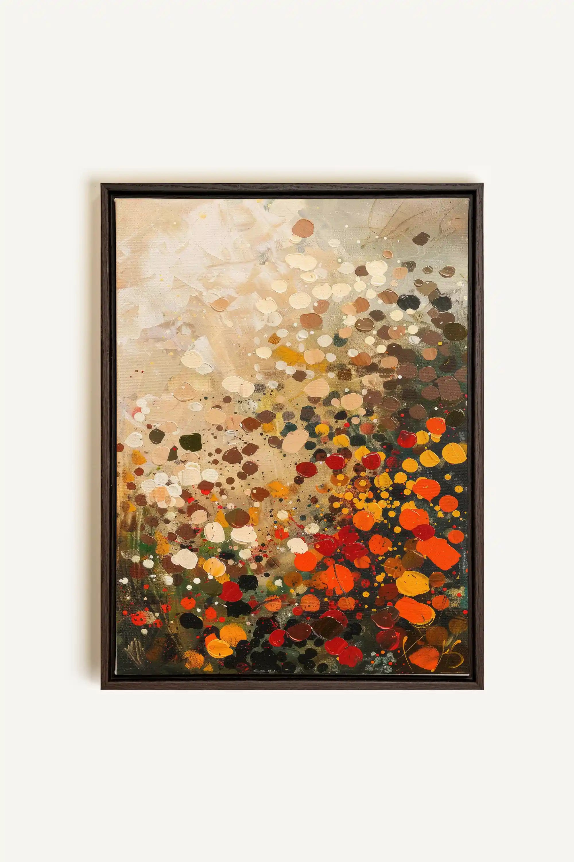 EARTH & FIRE, Oeuvre sur toile étirée, encadré Brun Noyer – Oleka Canvas