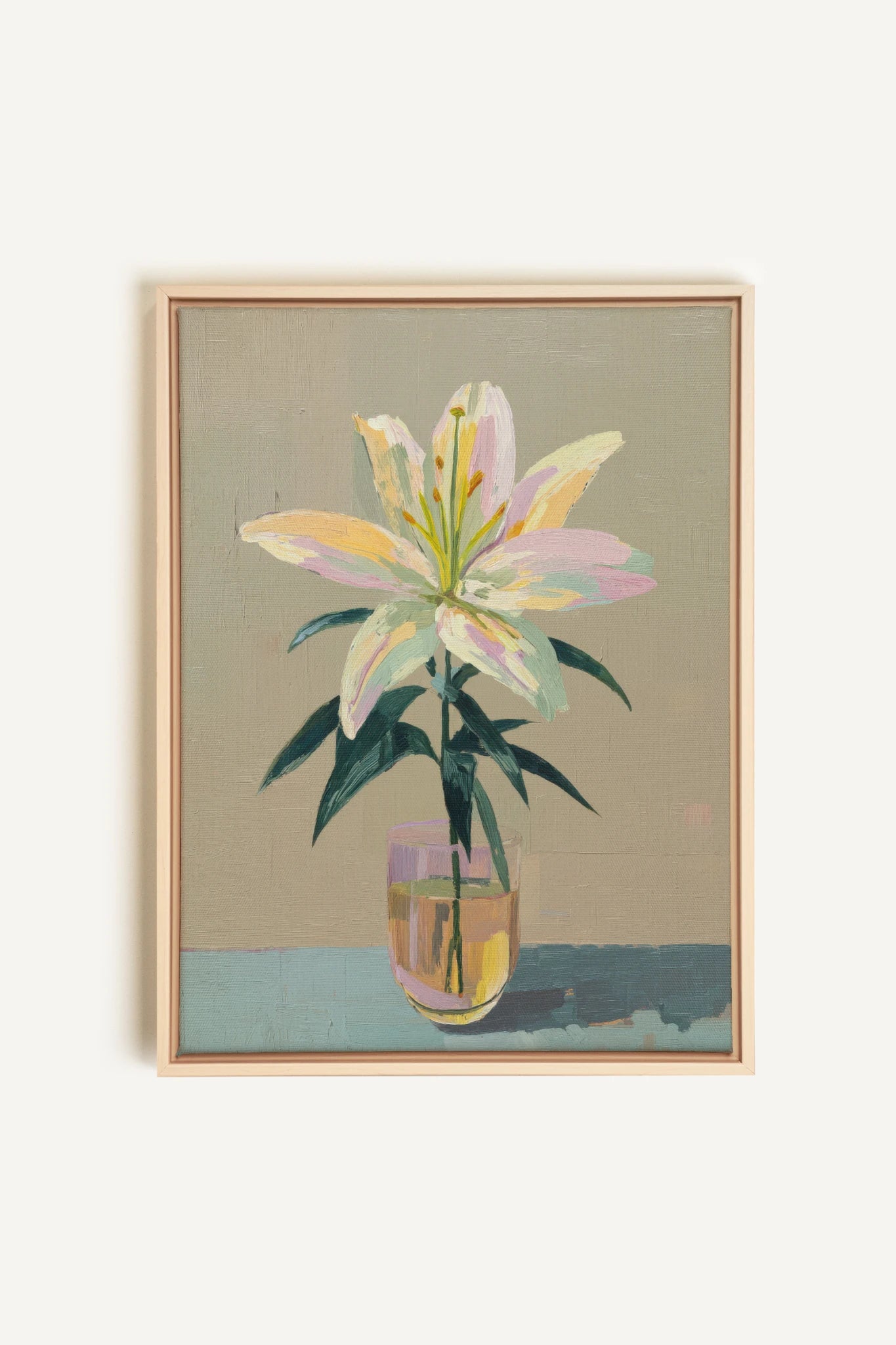 ETERNAL LILY, Oeuvre sur toile étirée, encadré Naturel Clair – Oleka Canvas
