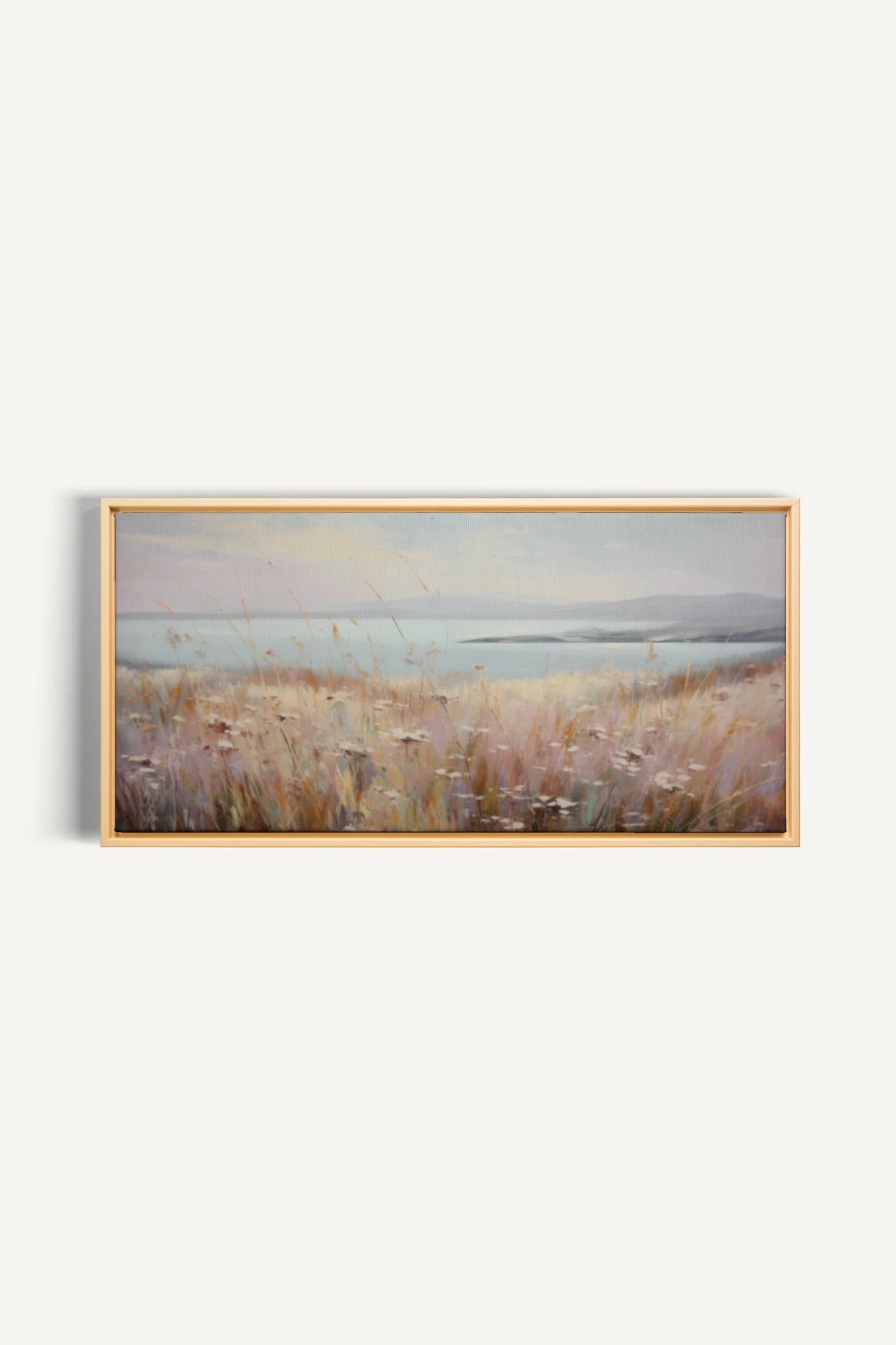Rose Lagoon, Oeuvre sur toile étirée, encadré Naturel Clair – Oleka Canvas